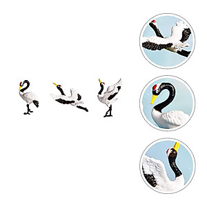Hemoton 3pcs Miniature Crane Statue Fairy Garden Crane Sculptures Resin Chinese Bird Red Crowned Crane Figurines Ornament for Fish Tank Bonsai Landscape Garden Decoration