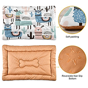 YETTASBIN Cute Llama Crate Pet Bed, Portable Washable Dog Cat Mat, Soft Comfortable Pet Mattress with Non-Slip Bottom for Dogs Cats Sleeping, 24 x 18 Inch