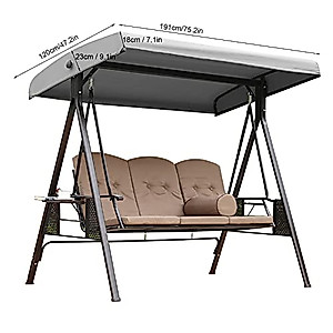 Milltrip Swing Canopy Cover Replacement, Patio Canopy Swing Cover Waterproof Swing Chair Awning Outdoor Swing Cover for Garden Courtyard(Grey)