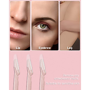 Eyebrow Razor for Women, 12 Pcs Dermaplaning Tool for Face Professional, Face Razor for Women Facial Hair Remover (Wheat Pink)