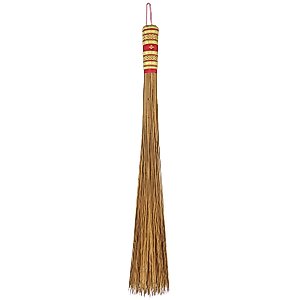 1 Piece of 32 inch Multi-Surface Sturdy Outdoor Authentic Coconut Leaf Broom Asian Heavy Duty Broom Thai Natural Coconut Leaf Broom (Country Rustic)