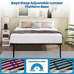 Boyd Sleep 14" High Metal Platform Bed Frame with Wood Slat Support, Adjustable Lumbar Zone from Firm to Plush, No Box Spring Required, Easy Assembly, Under Bed Storage Space, Size California King