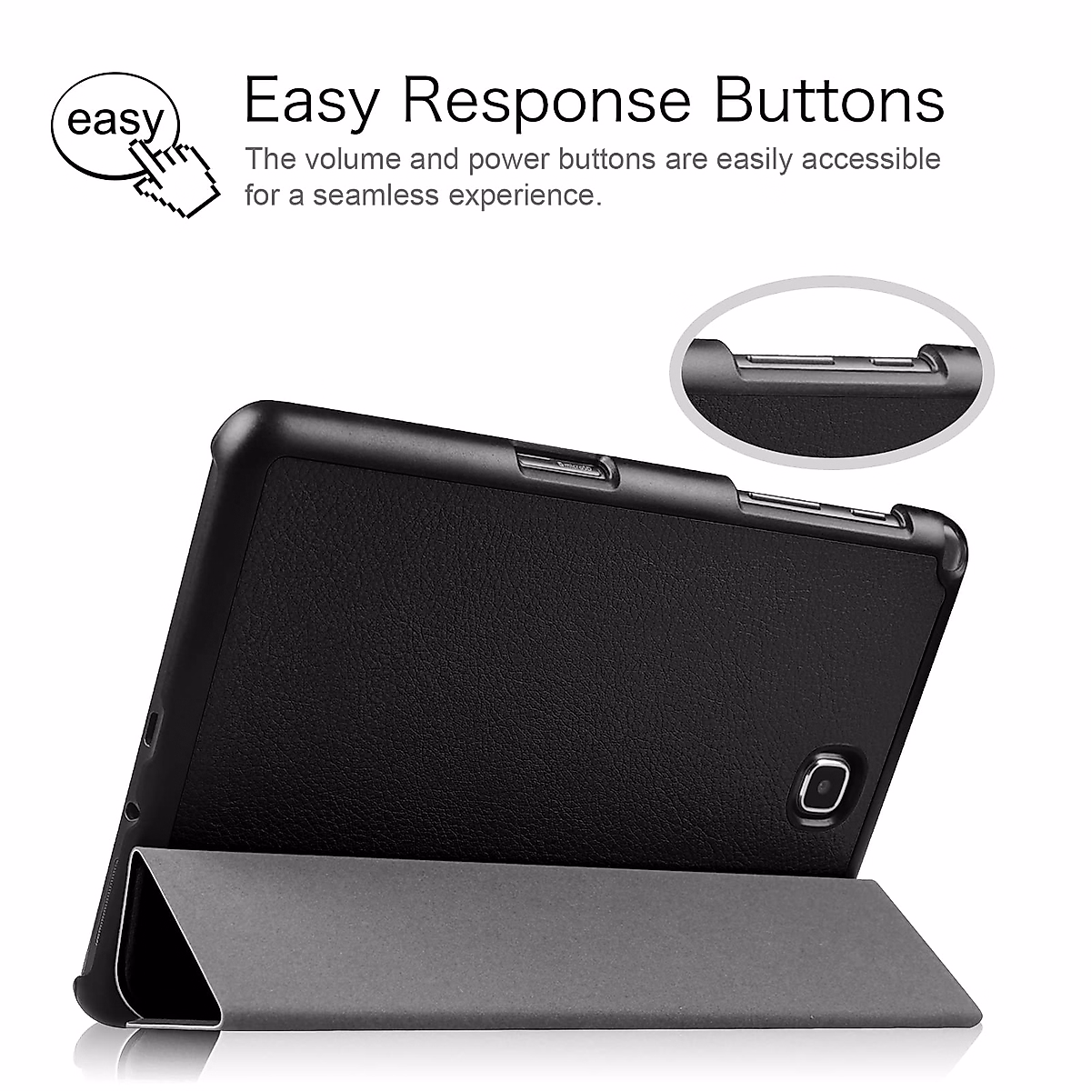 Fintie Slim Shell Case for Samsung Galaxy Tab A 8.0 (Previous Model 2015) - Super Slim Lightweight Standing Cover with Auto Sleep/Wake for Tab A 8.0 SM-T350/T355/P350/P355 2015, Black