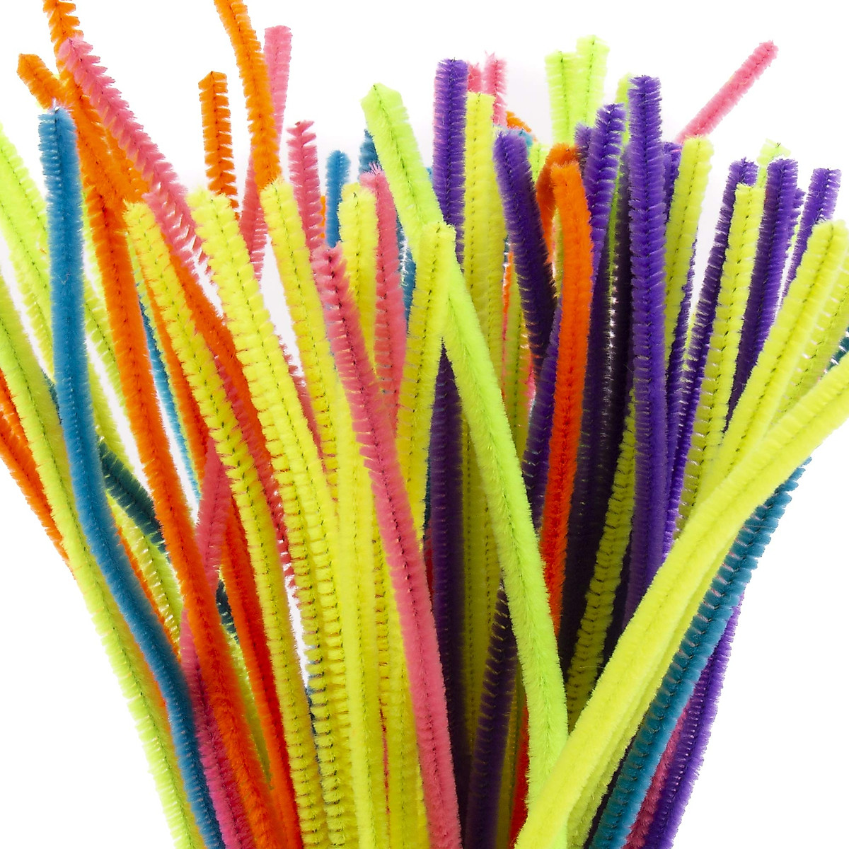 Horizon Group USA 200 Neon Fuzzy Sticks, Value Pack of Pipe Cleaners in 6 Colors, 12 Inches, Chenille Stems, Bendy Sticks, Great for DIY Arts & Crafts Projects, Classrooms & Craft Rooms
