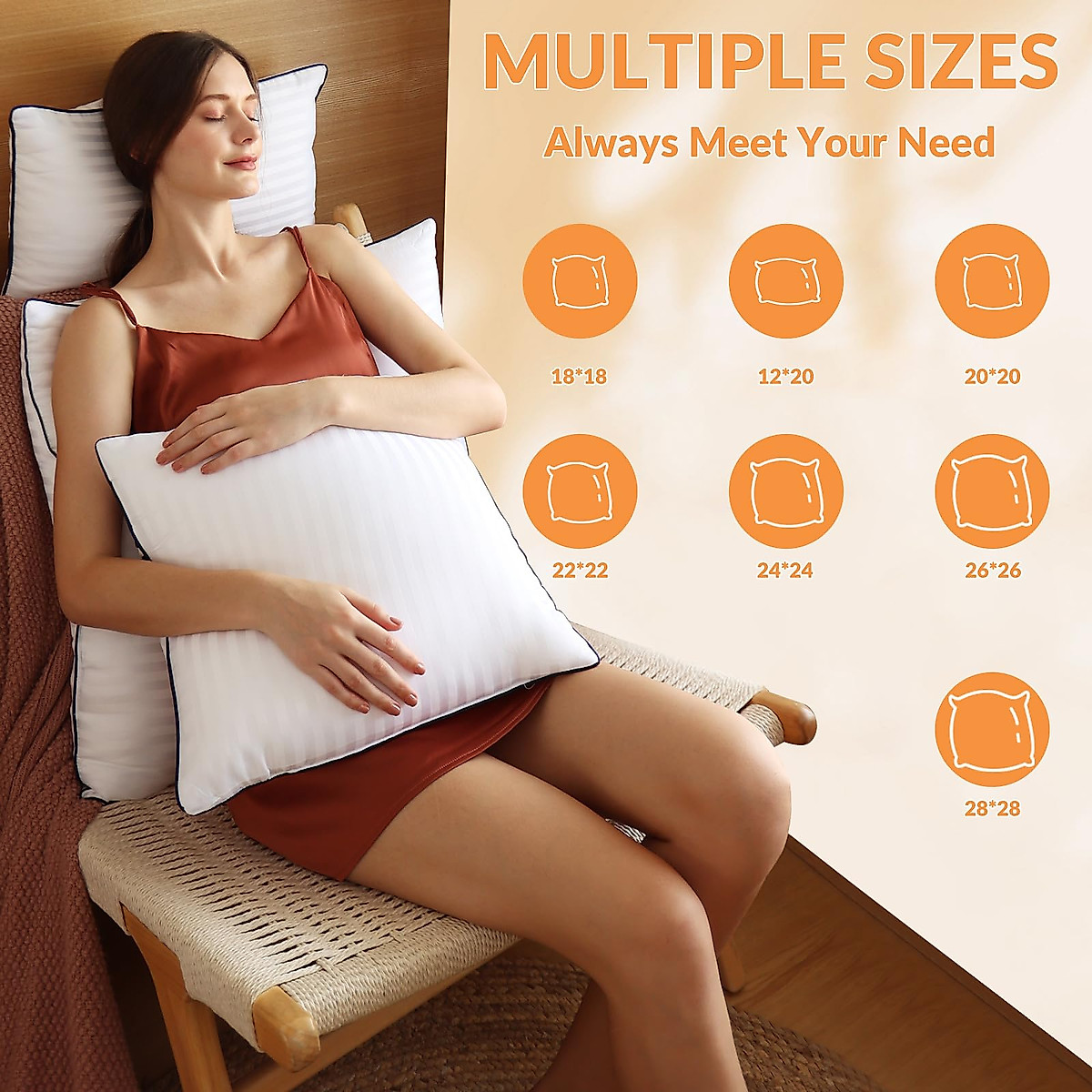 Yettbea Throw Pillows Inserts 18'' x 18'', Set of 2, Decorative for Couch, Sofa or Bed with Premium Down Alternative Filled, White