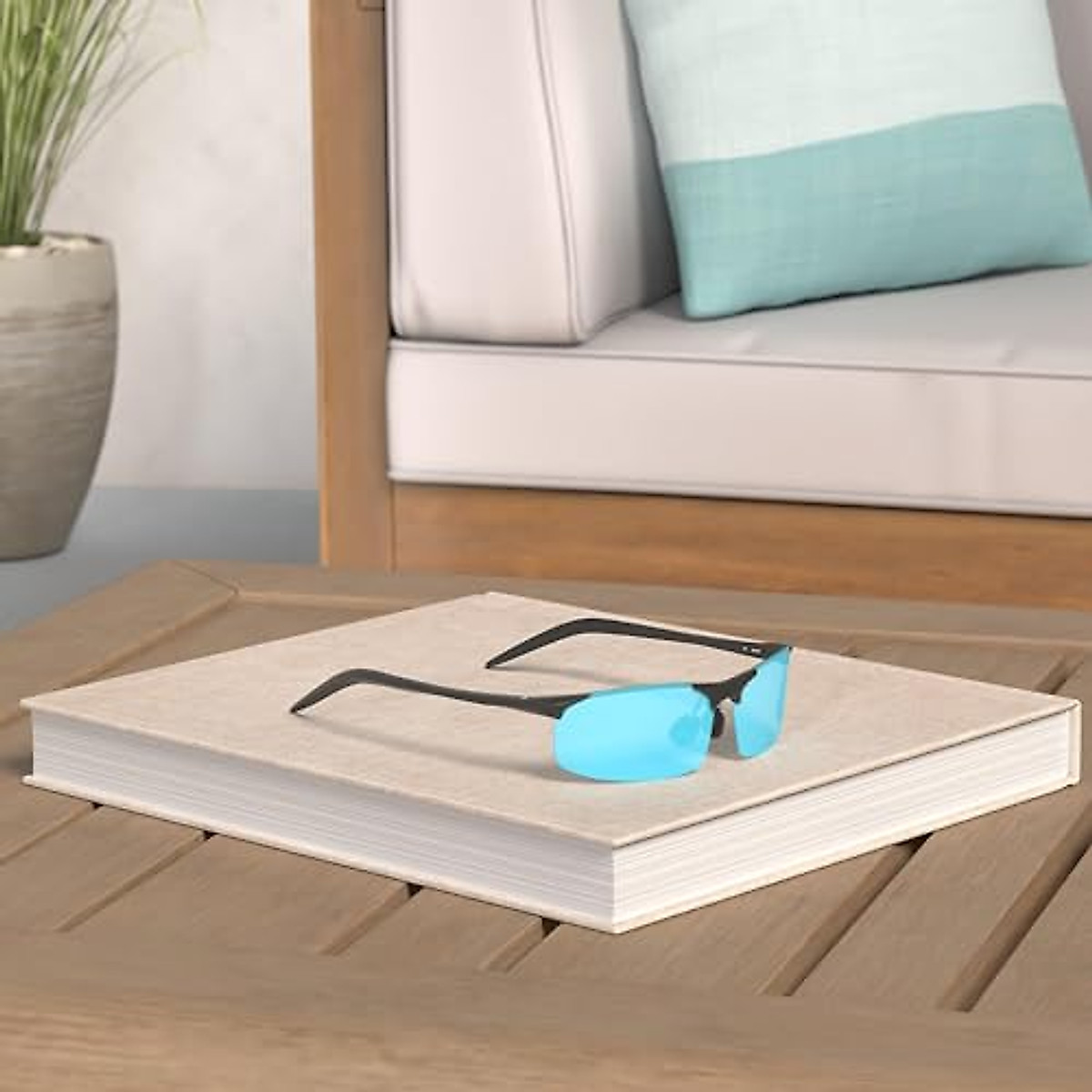 MOORAY Mens Polarized Sports Sunglasses UV Protection Sunglasses for Men Cycling Driving Fishing(Blue,Black)