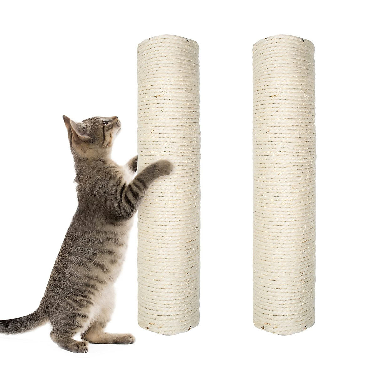 10" Cat Scratching Replacement Posts Sisal Spare Scratcher Refill Post for Cats Cube Tower Kittens Scratch Pole Perch Interactive Toys Furniture Accessories Tree 2 Pack Include M8 Screws White