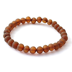 TipTopEco Baltic Amber Adult Stretch Bracelet - 7 Inches (18 cm) Long - Unpolished Honey Beads (Cognac, 7.9 inches)
