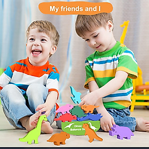 FRONOR Toys for 3-7 Year Old Boys Girls, Dinosaur Building Wooden Blocks STEM Montessori Educational Stacking Toys Birthday Toys Gifts for 3 4 5 6 7 Year Old Girls Gifts (Green)