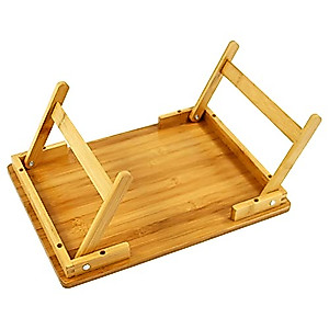 WKWKER 100% Bamboo Laptop Desk Flat Surface Lap Stand Table with Folding Legs Portable Table Bed Tray for Workstation Computer Writing Studio (Natural)