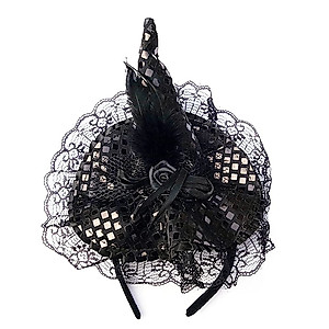 Utavu Halloween Witch Hat Headband for Halloween Costume Dress up Party Supplies, Black, One Size