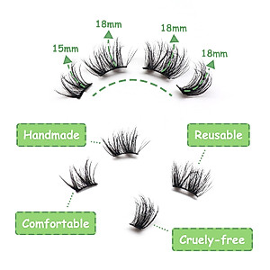 Fyonas Lash Clusters Cat Eye Lashes Lash Extension Wispy False Eyelashes 7 Pairs 3D Faux Mink Lashes Fluffy&Volume Lashes Pack | Lash Clusters 06