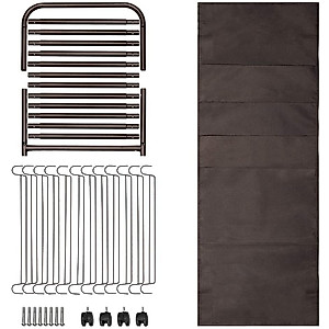 Pants Hangers Rolling Trolley Rack with 20 Hangers and Side Bag Metal Pants Rack Closet Organizer for Jeans Trousers Scarves Skirts, Bronze