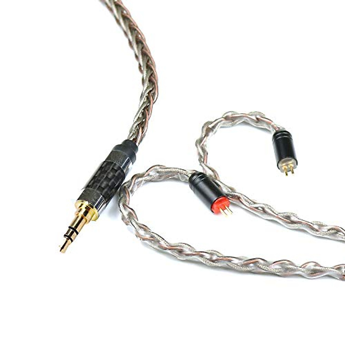 Senlee 8 Core Earphone Upgrade Cable Single Crystal Copper Sliver Foil Mixed Braided 2Pin Detachable Cable for 3.5MM Plug for C10 C16 KZ ZST ES4 AS06 ZS7 Earphones (3.5MM Plug, 2Pin)