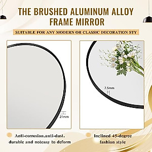 ABSWHLM Arched Full Length Mirror 63"x18" Aluminum Alloy Frame Floor Mirror for Living Room, Bedroom Hanging Standing or Leaning Wall-Mounted, Black