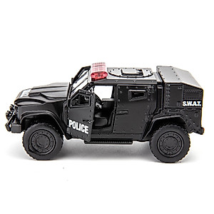 BDTCTK 1/36 Scale JLTV Armored Car Police Car Model, Zinc Alloy Die-Cast Pull Back Vehicles Kid Toys for Boy Girl Gift (Black)
