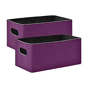 Luxury Purple Storage Baskets Foldable Storage Bin Decorative Organizing Baskets for Shelves and Closet, Set of 2