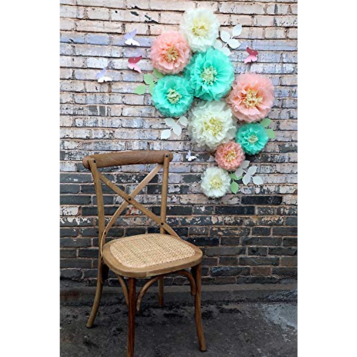 Fonder Mols Paper Flowers Decorations Tissue Pom Poms Blooms for Wall Decorations, Wedding Backdrop, Archway, Baby Shower, Nursery Wall Decor (Set of 21, Ivory Peach Mint)