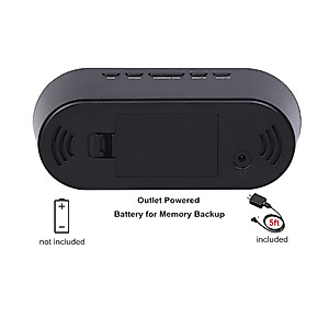 FAMICOZY Simple Easy to Use Digital Alarm Clock,Small Compact,Auto Dim at Night and 6 Manual Brightness adjustments,Mains Powered,Crescendo Alarm with Snooze,12/24hr,Black