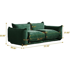 JACH Modern Love Seat Couch, Chenille Couch Deep Love Seat Couches with Thick Cushion, 77" Plush Sofas Furniture for Small Spaces Living Room Bedroom Office Apartment, Green
