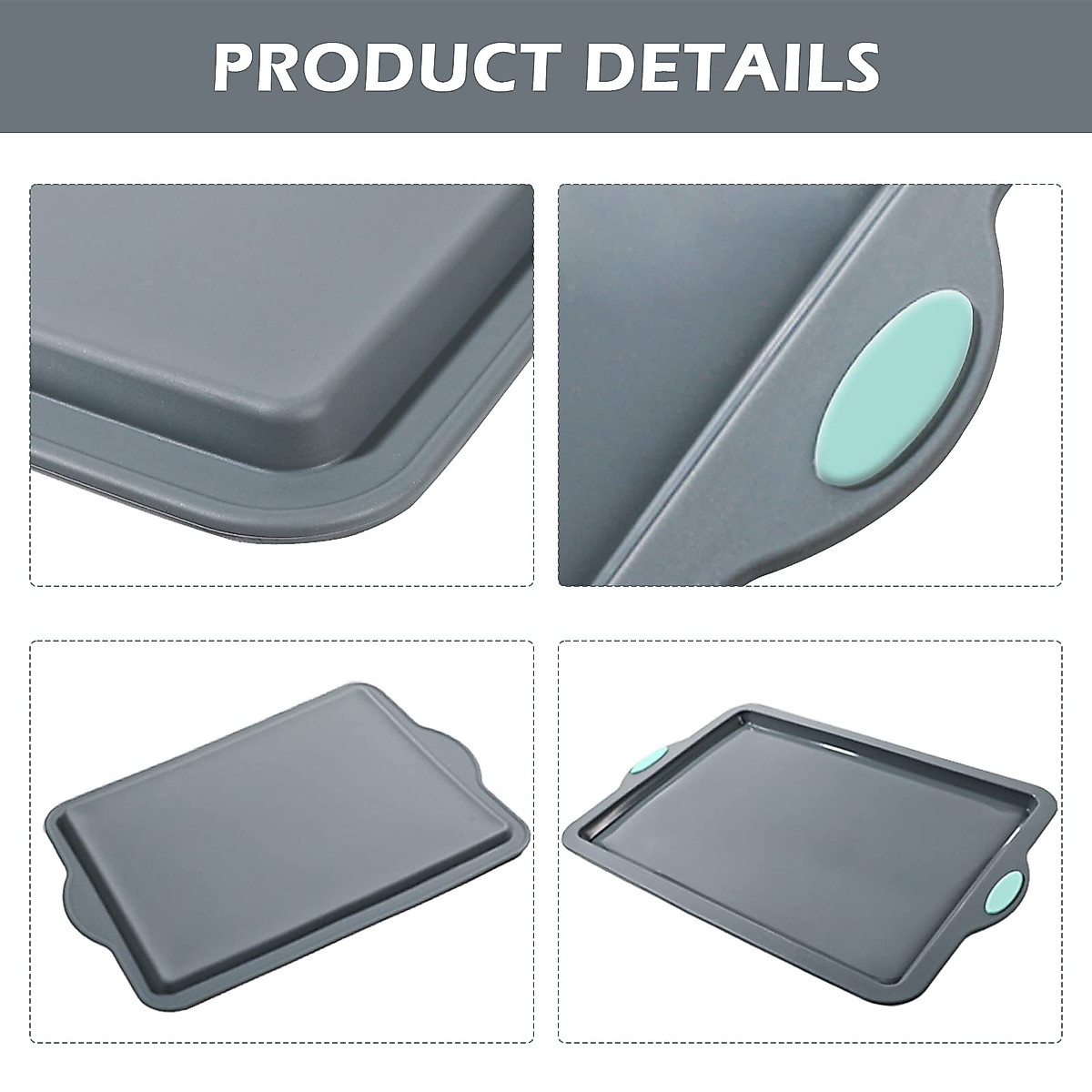 Webake Silicone Sheet Cake Pan, 14 Inch Silicone Sheet Pans 2 Pack Cookie Sheet Jelly Roll Pan Rectangular Cooking Sheet Baking Trays for Oven