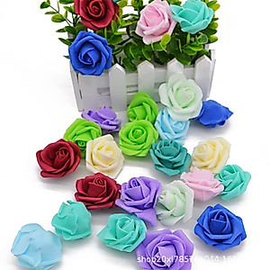 Lightingsky 300pcs 1.7 inch Real Touch Artificial Rose Head, DIY 3D Artificial Flowers for Wedding Bouquets, Room Decoration (White)