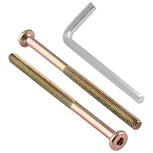 Bonsicoky M6x90mm Button Head Socket Cap Bolts Screws, 10Pcs Zinc Plated Carbon Steel Allen Hex Drive, Full Machine Thread with Bonus Hex Key