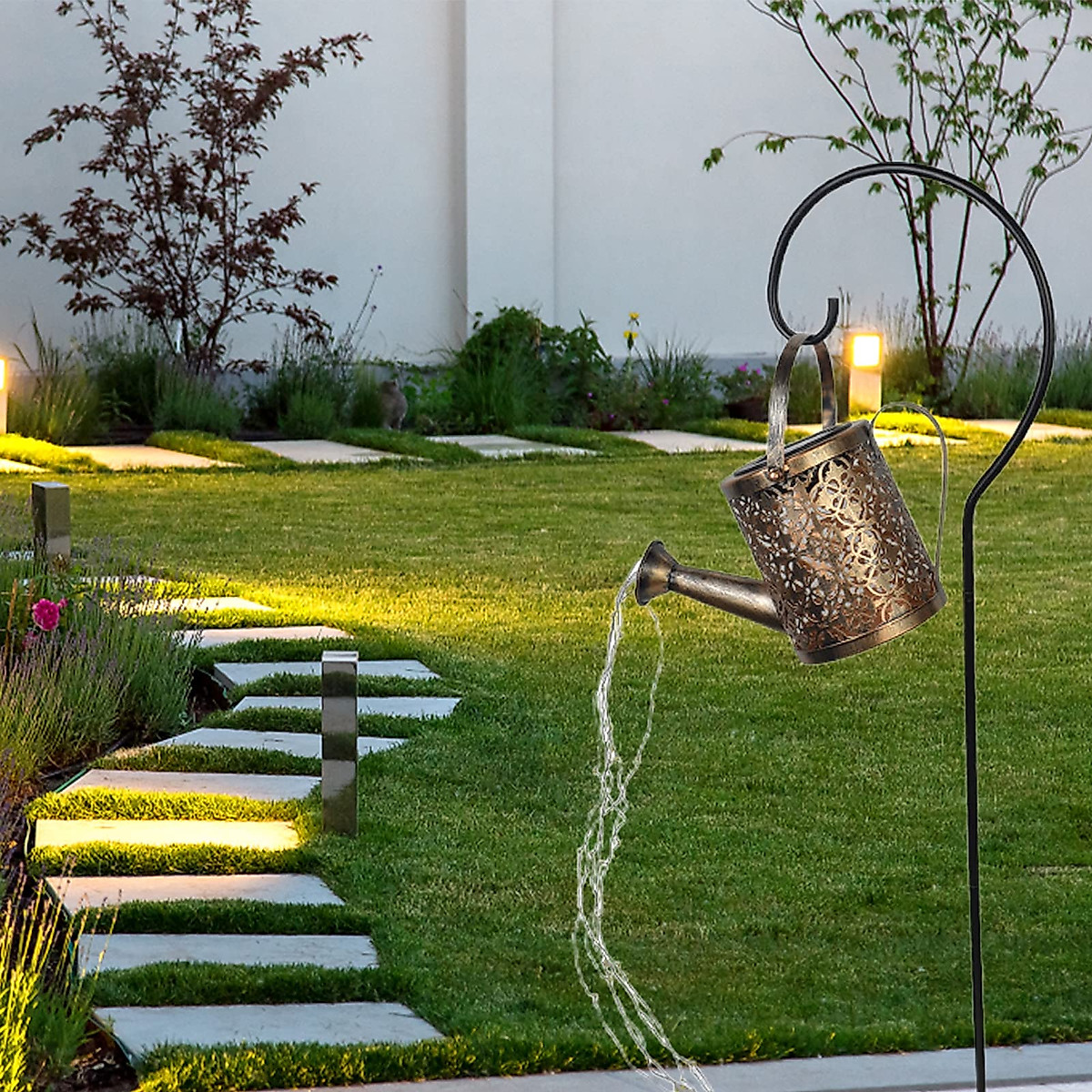 carduran Solar Garden Decor Led Art Lamp Watering Can Lights Garden Lawn Lamp Waterproof Durable LED Stars Shower Garden Art Light Decoration for Home A