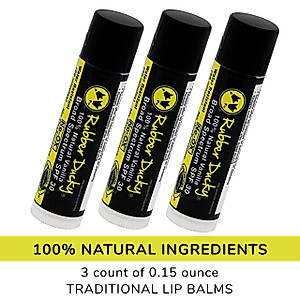 Rubber Ducky Mineral Lip Balm SPF 39 - Lip Sunscreen | Reef Safe Sunscreen | Water Resistant | Vegan | Broad Spectrum Lip Care | Vitamin E for Moisturized Lips | Coconut Flavor | .15 oz Each | 3 Pack