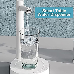 POGAIN Water Dispenser for Desktop, 7 Quantitative Levels Water Pump Mini Tablet Countertop for 1 2 3 4 5-Gallon Bottle (White)