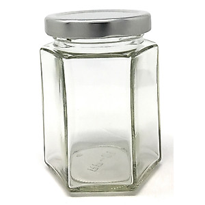 6 oz Hexagon Glass Jar with Silver Metal Lid 12-Pack by Packaging For You
