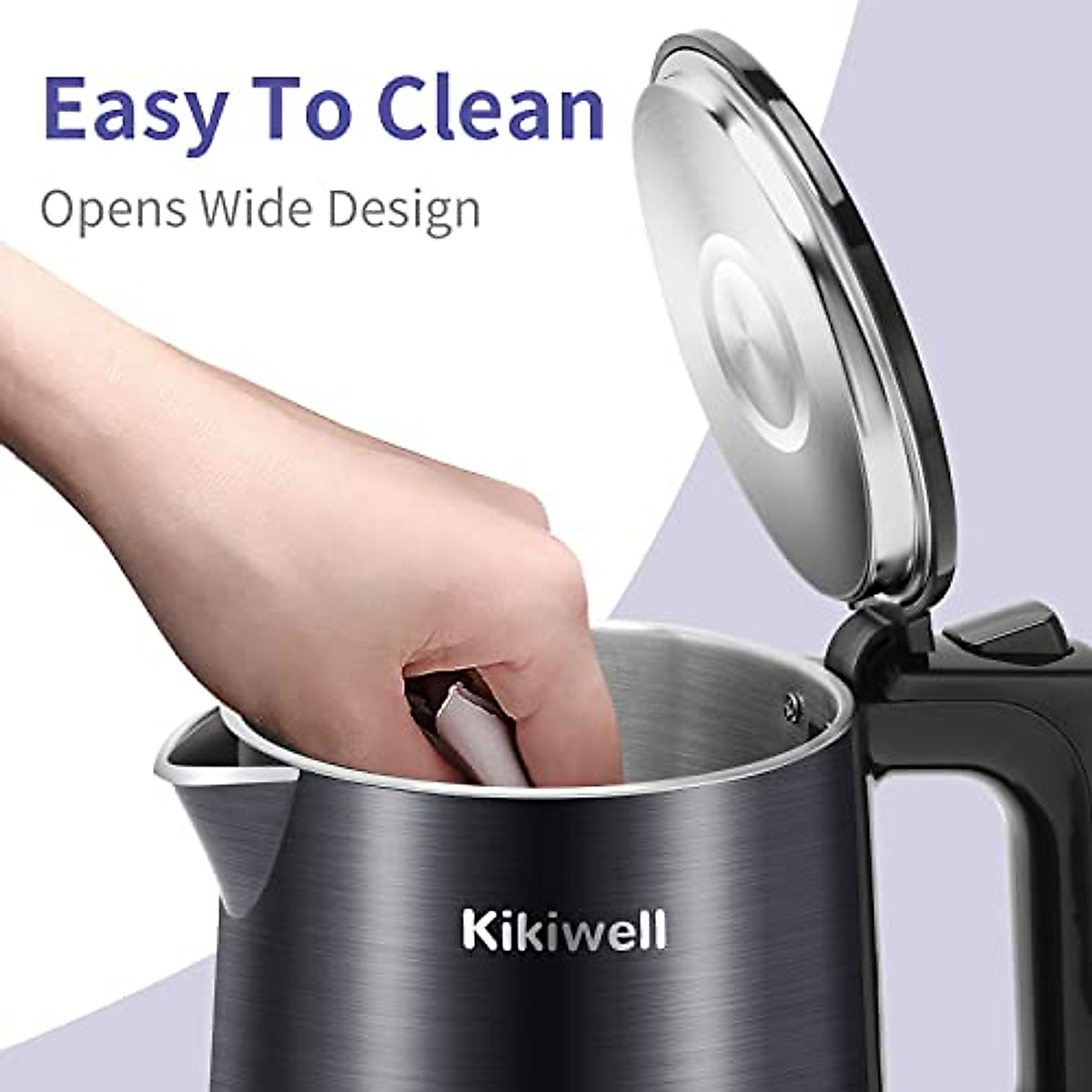 0.8L Small Electric Kettles Stainless Steel, Travel Mini Hot Water Boiler Heater, Double Wall Cool Touch Portable Teapot Heater, Auto Shut-Off & Boil-Dry Protection, 120V/800W, 2 Year Warranty