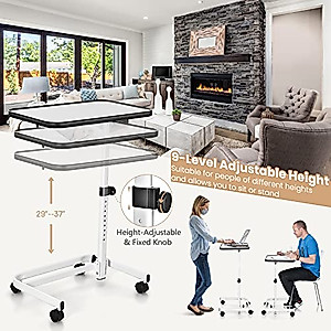 Tangkula Overbed Table with Wheels, Rolling Bedside Table with 9-Level Adjustable Height 29”-37”, Multi-Angle Tilt Tabletop, C Shaped Hospital Bed Table Laptop Desk, Sofa Bed Wheelchair Side Table