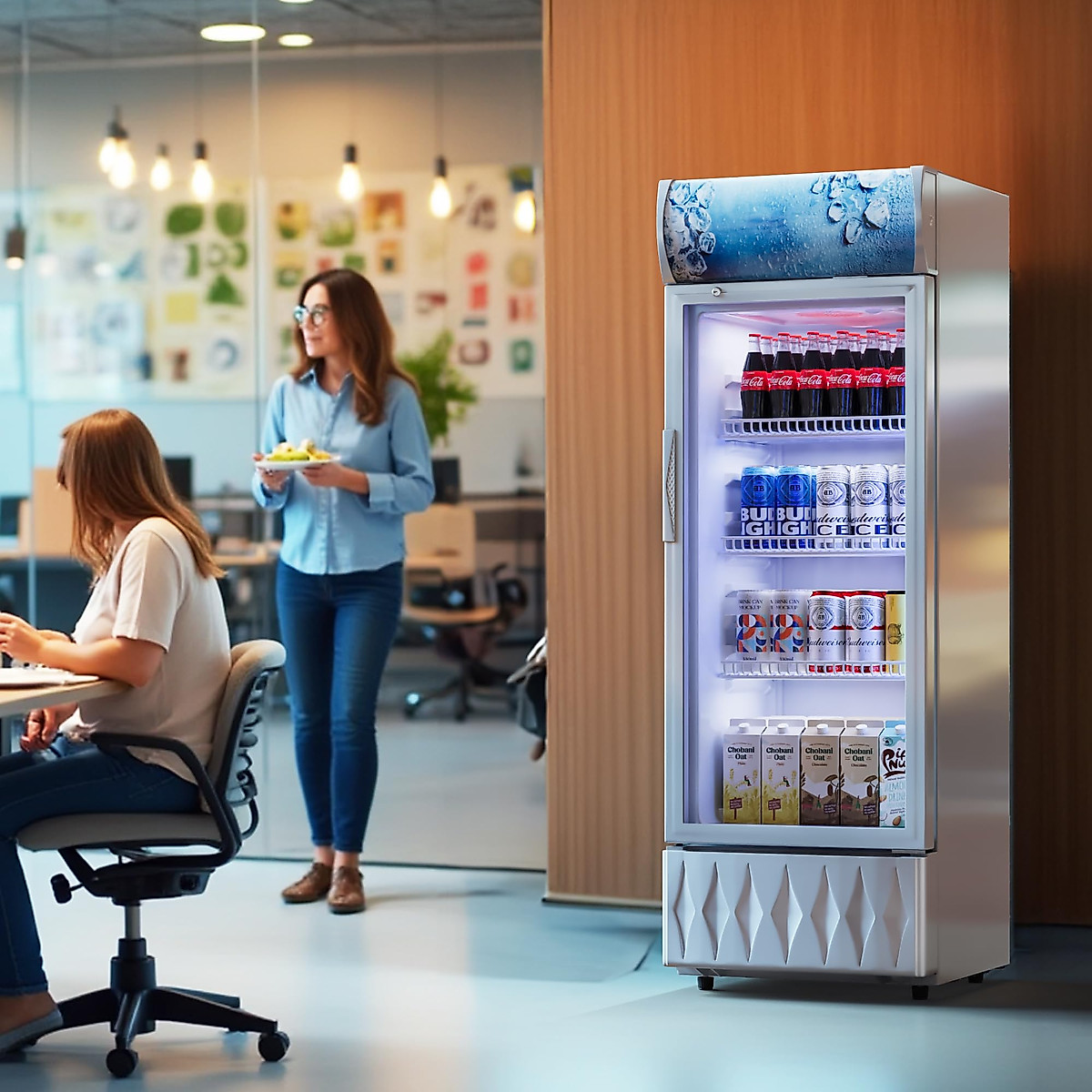 YITAHOME Commercial Merchandiser Display Refrigerator 6.9 CU.FT. with Single One Glass Door, Beverage Drink Beer Fridge Cooler for Office Garage Bar Gym with Customize Lightbox LED & Locking