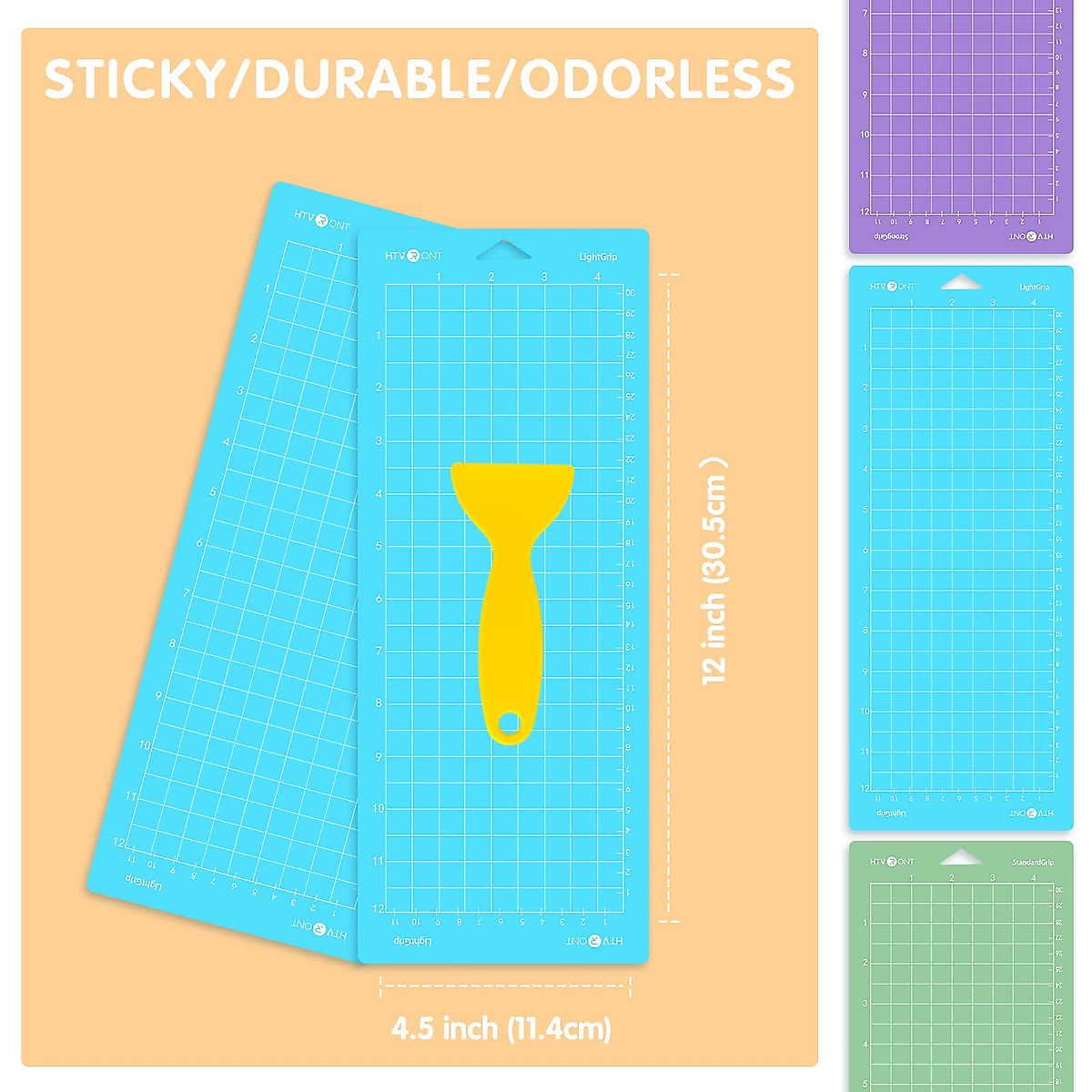 HTVRONT Light Grip Cutting Mat For Cricut Joy - 3 Pack 4.5X12inch Cutting Mat For Vinyl Thin Cardstock Crafts, Light Adhesive Sticky Quilting Mats Replacement Accessories for Cricut Machine, Blue