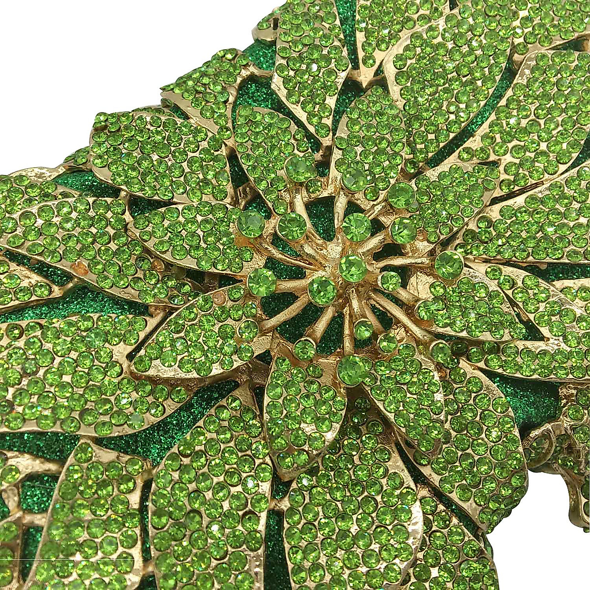 Boutique De FGG Elegant Flower Clutch Formal Evening Bags Women Party Crystal Clutch Purse Wedding Rhinestones Handbags,Mini,Light Green