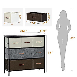 YITAHOME 7 Drawer Dresser for Bedroom Storease Series, Fabric Dresser Storage Drawer Unit for Bedroom/Living Room/Closets, Sturdy Steel Frame, Wood Top, Multi-Espresso
