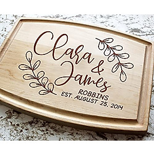 Personalized Mr & Mrs Cutting Board Wedding Gift for Couple Custom Engraved Arched Cutting Board