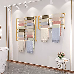 Wall Mounted Scarf Rack, Ties Silk Scarves Towels Storage Multifunctional Metal Rack, Space-Saving Wrapping Paper Organizer Ribbon Holder Wall Display Rack for Flower Shops (Color : Golden, Size : 1