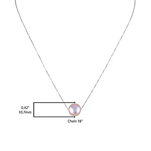 14K White Gold & Single 10.5mm-11mm AAAA Round Freshwater Cultured Pearl Pendant Necklace on 16"-17"-18" Adjustable Cable Chain - Baby Pink