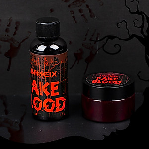 UNIMEIX 1 OZ Fake Blood Makeup Kit Fake Blood Gel Washable Sfx Makeup for Clothes Mouth Eyes，Stage Blood for Halloween Zombie Vampire Cosplay Party