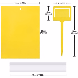 Gideal 10-Pack Dual-Sided Yellow Sticky Traps for Flying Plant Insect Such as Fungus Gnats, Whiteflies, Aphids, Leafminers,Thrips - (6x8 Inches, Included 10pcs Twist Ties)