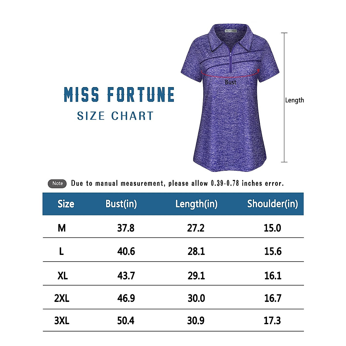MISS FORTUNE Womens Plus Size Gym Shirts Running Golf Tops Workout Shirts, Quick Dry Sport Tops Short Sleeve Purple 2XL