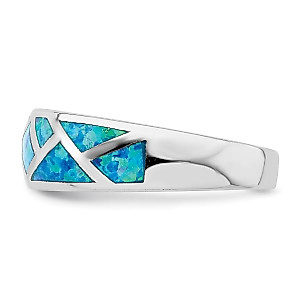 IceCarats 925 Sterling Silver Geometric Lab Grown Created Blue Opal Ring October Birthstone Jewelry Size 8