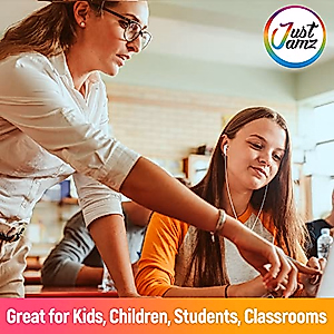 JustJamz Bulk Earbuds 100 Pack | Basic Ear Bud, Pearl White in-Ear Earbuds, Disposable Headphones, Class Set of Earphones for Students, Class, School, Kids, Classroom & Library