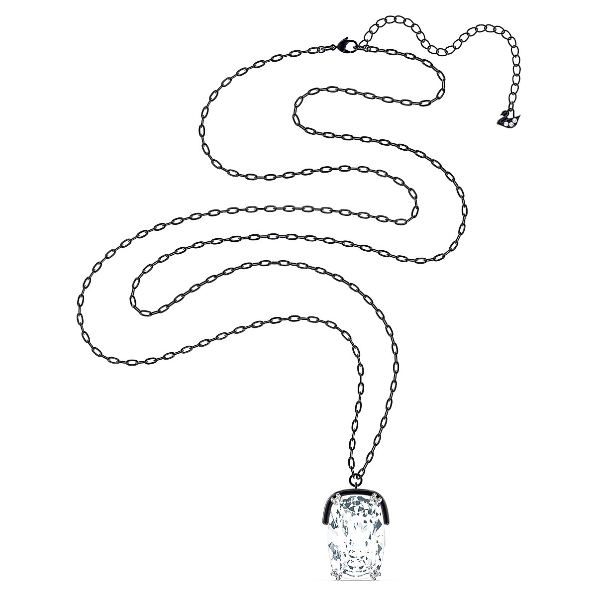 SWAROVSKI Harmonia Pendant Necklace, Large Clear Cushion-Cut Crystal with a Long Mixed Metal Chain, Part of The Harmonia Collection