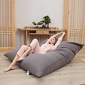 QIROGKC Lazy Bean Bag Sofa Home Folding Removable and Washable Fabric Sofa Chair Sofa Multi-Purpose Bed Sofa Bed Tatami,Warm Grey,130 * 160CM (Sofa Coat)
