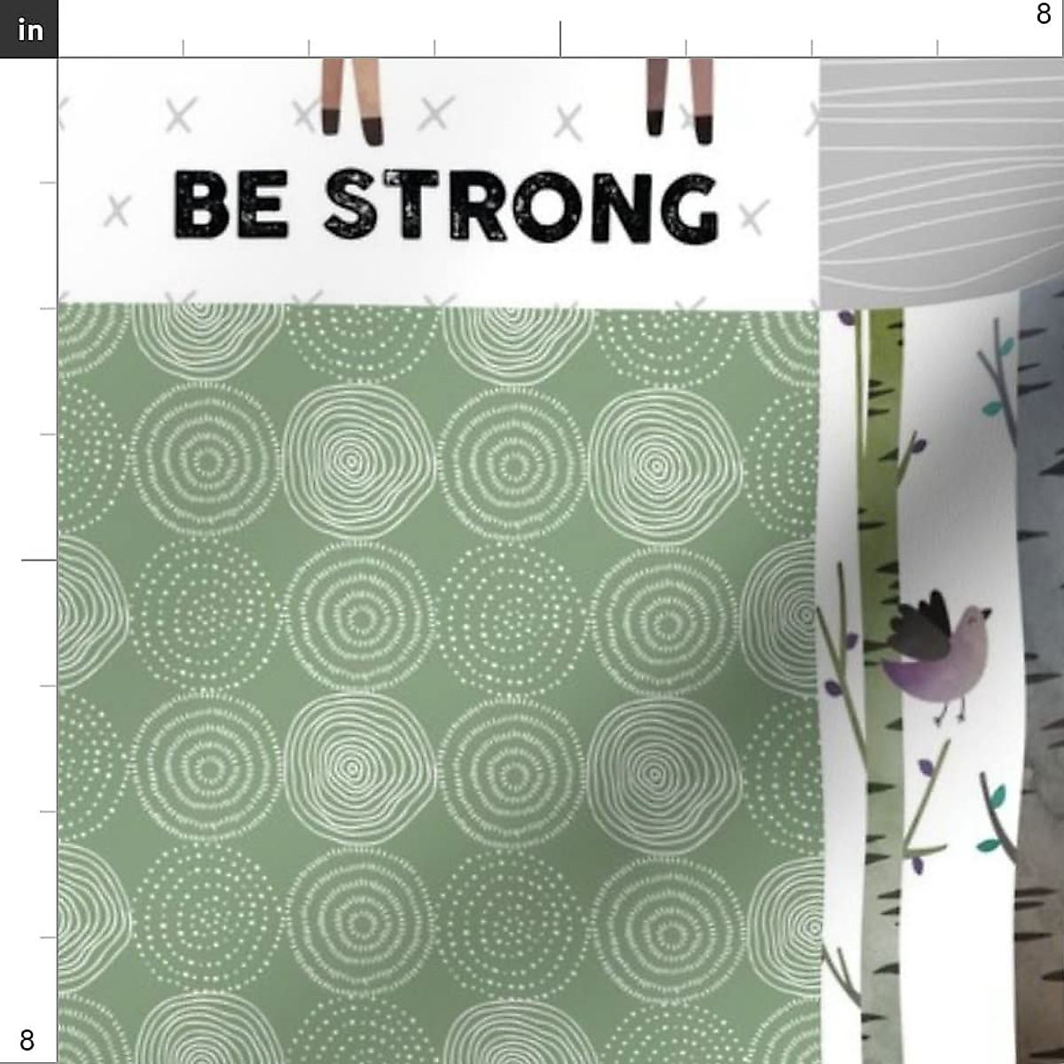 Spoonflower Fabric - Woodland Animals Forest Cheater Quilt Bear Fox Moose Wholecloth Green Printed on Minky Fabric by The Yard - Sewing Baby Blankets Quilt Backing Plush