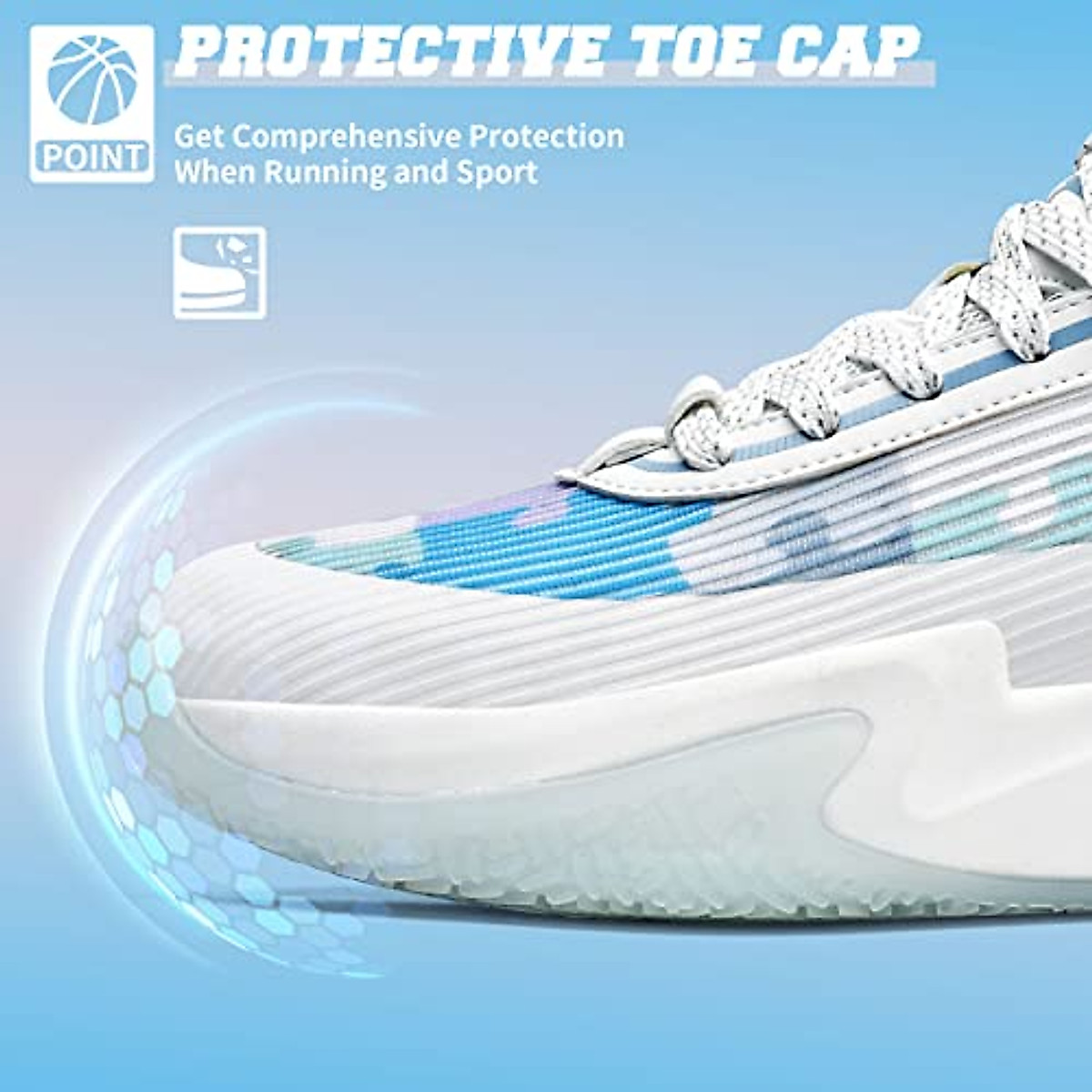 ASHION High Top Mens Basketball Shoes Breathable Non Slip Outdoor Sneakers Cushioning Athletic Gym Running Walking Shoes White