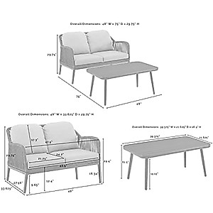 Crosley Furniture CO7360LB-LG Haven Outdoor Wicker 2-Piece Conversation Set (Loveseat, Coffee Table), Light Brown with Light Gray Cushions